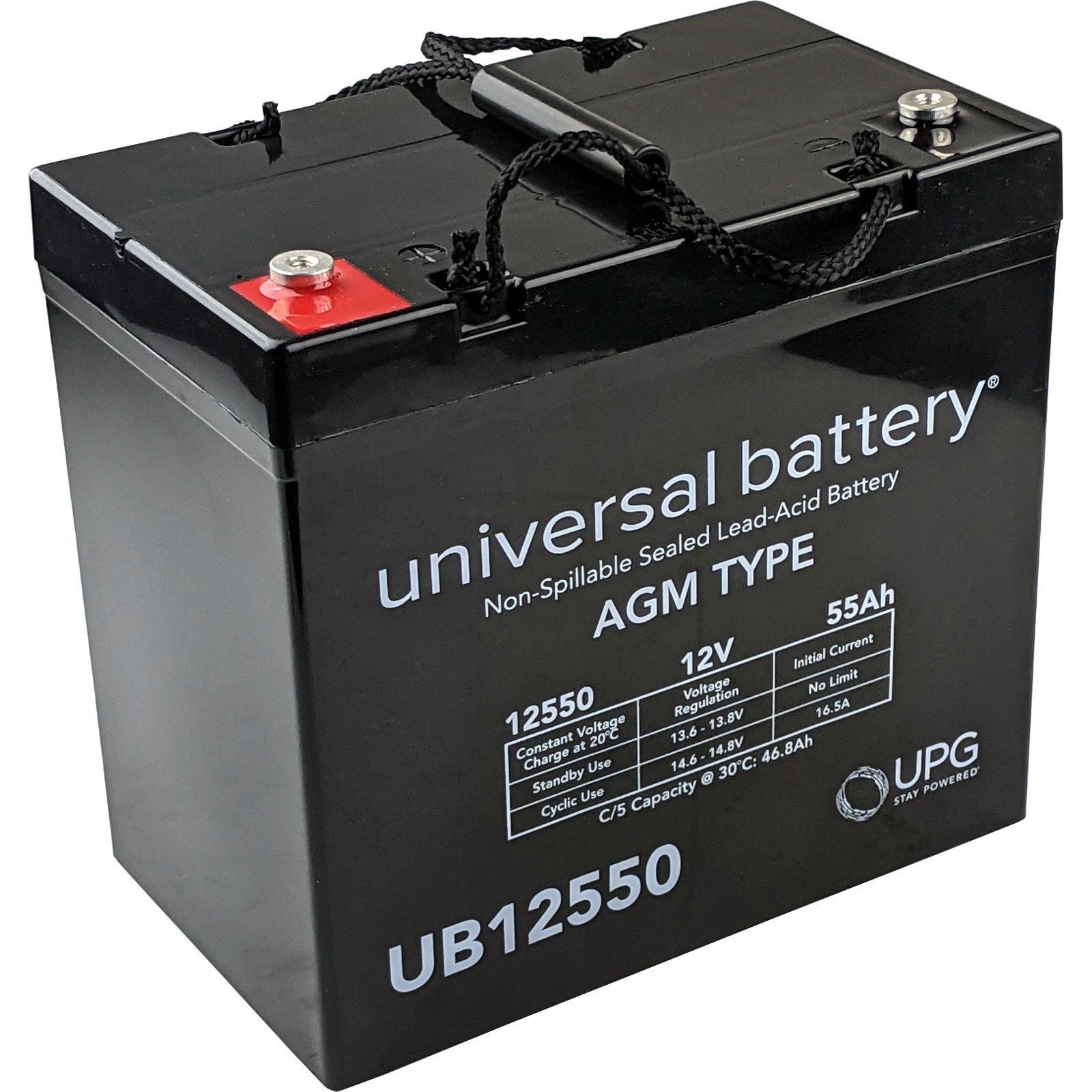 12 Volt 55 Ah Sealed Lead Acid Battery with Insert Terminals | Battery Mart