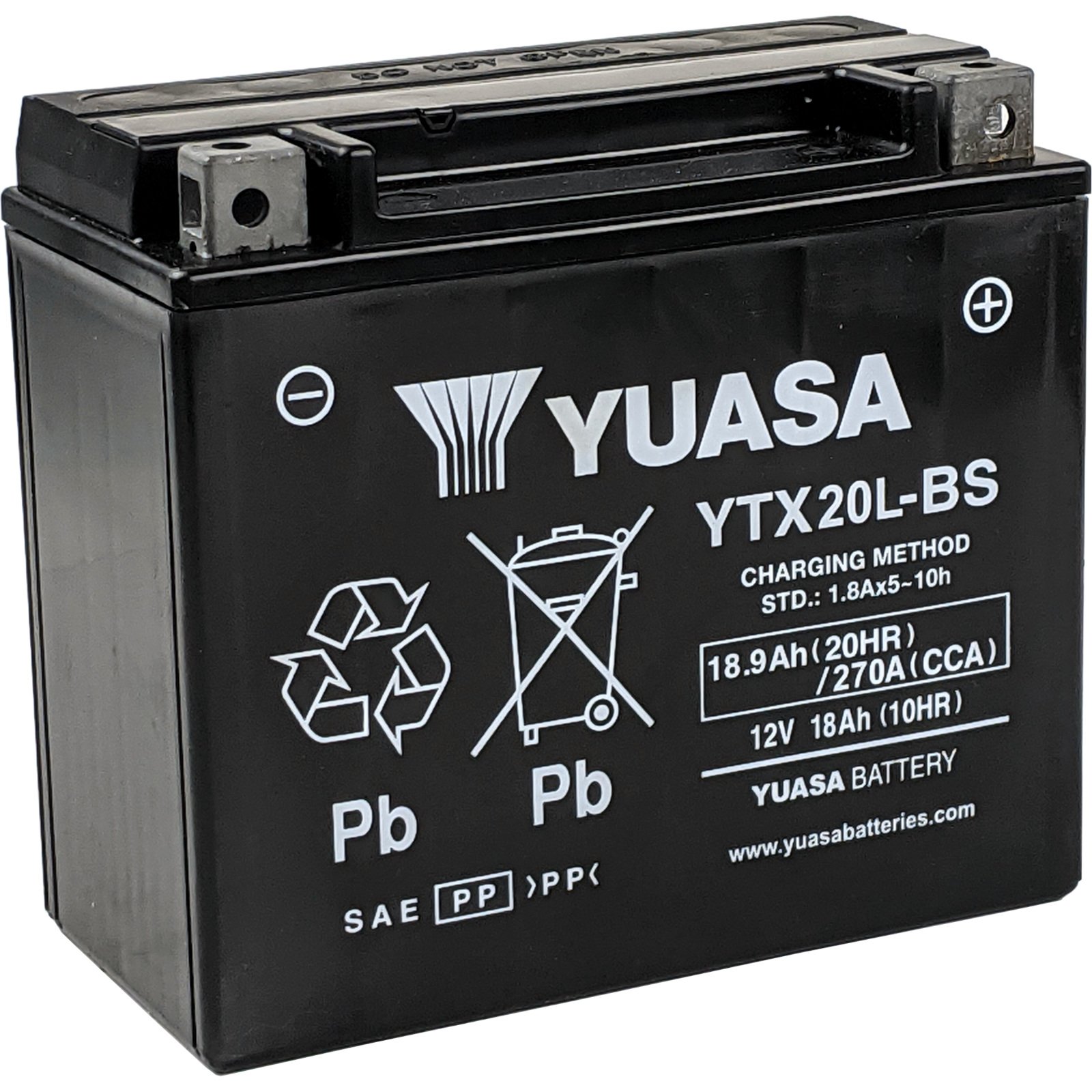 Yuasa YTX20L AGM Maintenance Free Battery - Free Shipping | Battery Mart
