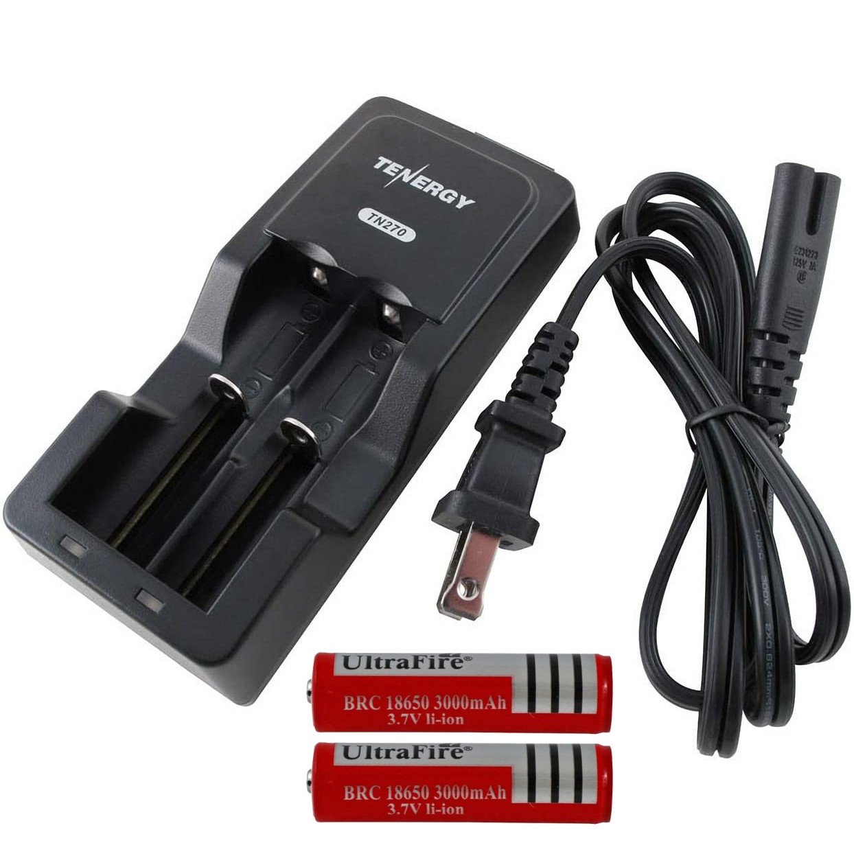 Tenergy TN270 2-Channel Battery Charger with 2 Ultrafire 18650 ...