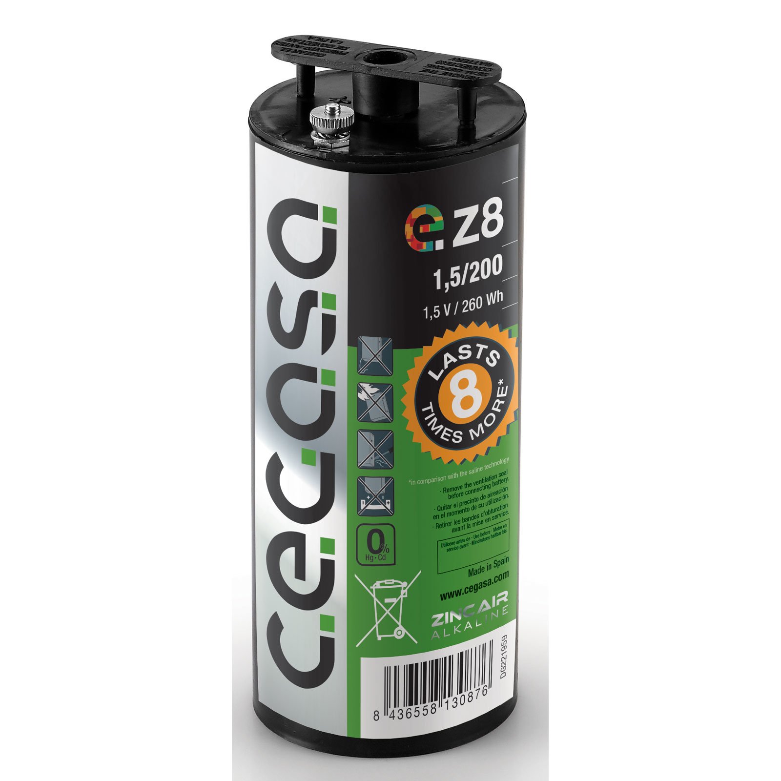 Cegasa EN6 Zinc Air Alkaline Battery (Non-Hazardous) | Battery Mart