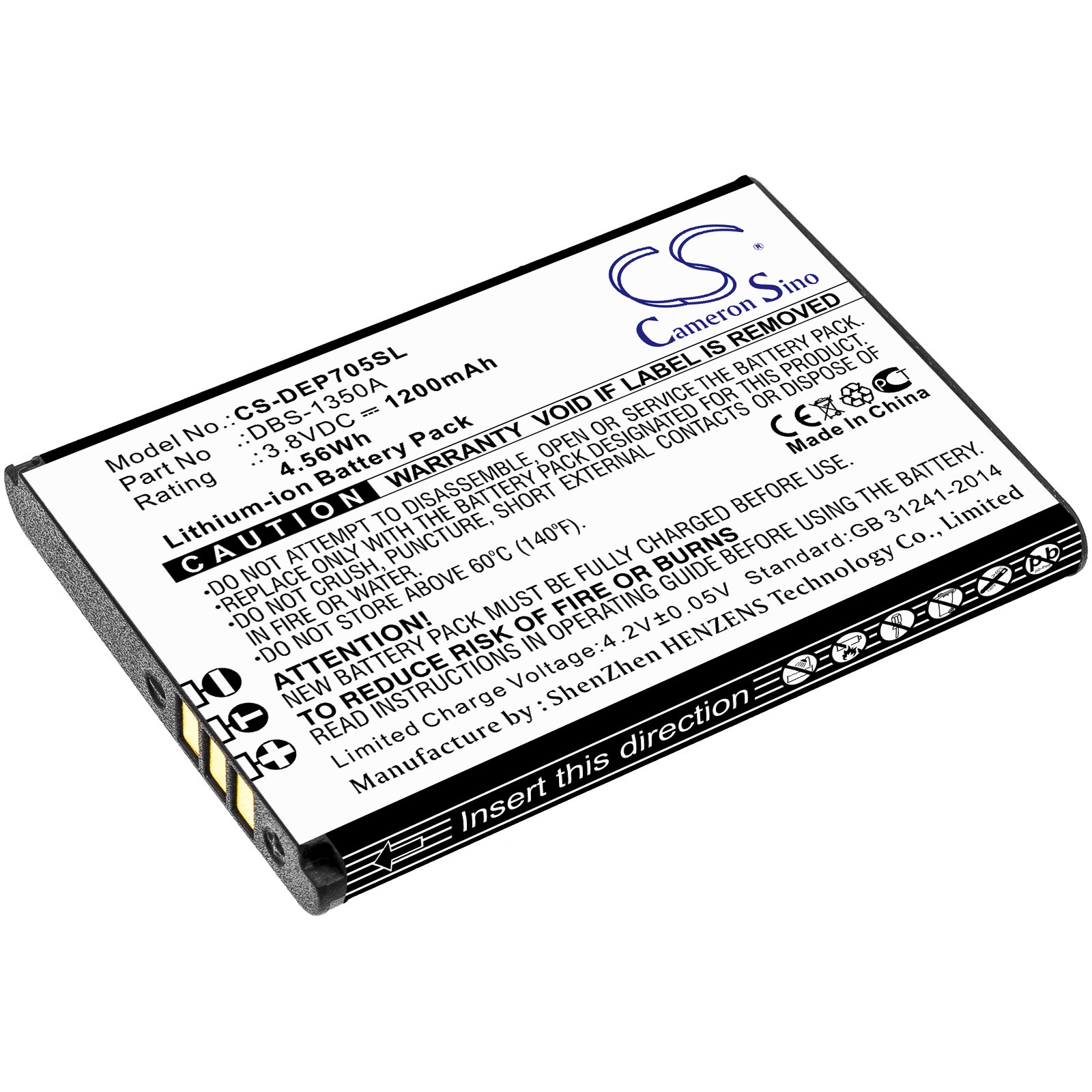 Replacement Doro DBS-1350A Cell Phone Battery (3.8V, 1.2Ah, Li-Ion ...