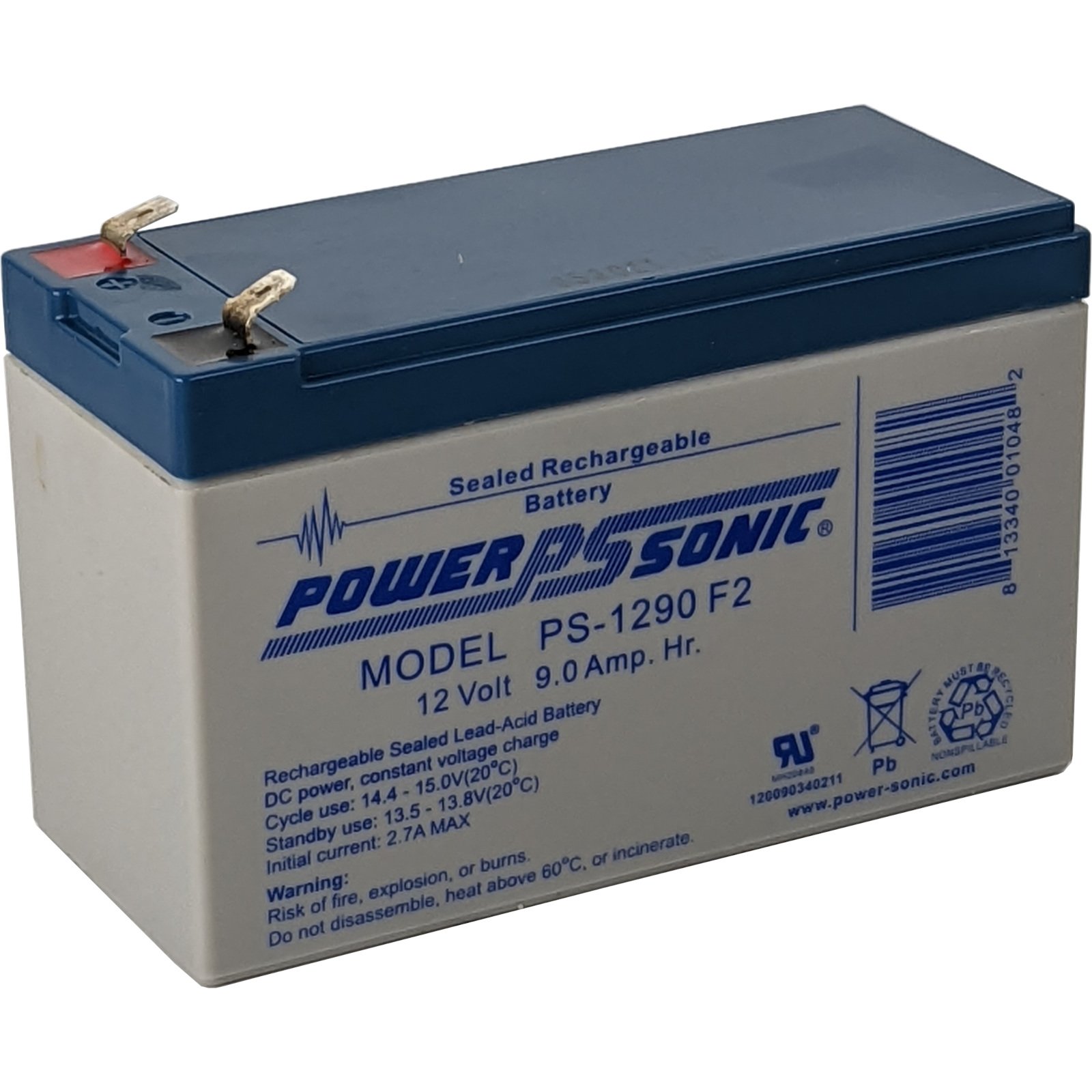 12 Volt 9 Ah Sealed Lead Acid Rechargeable Battery - F2 Terminal