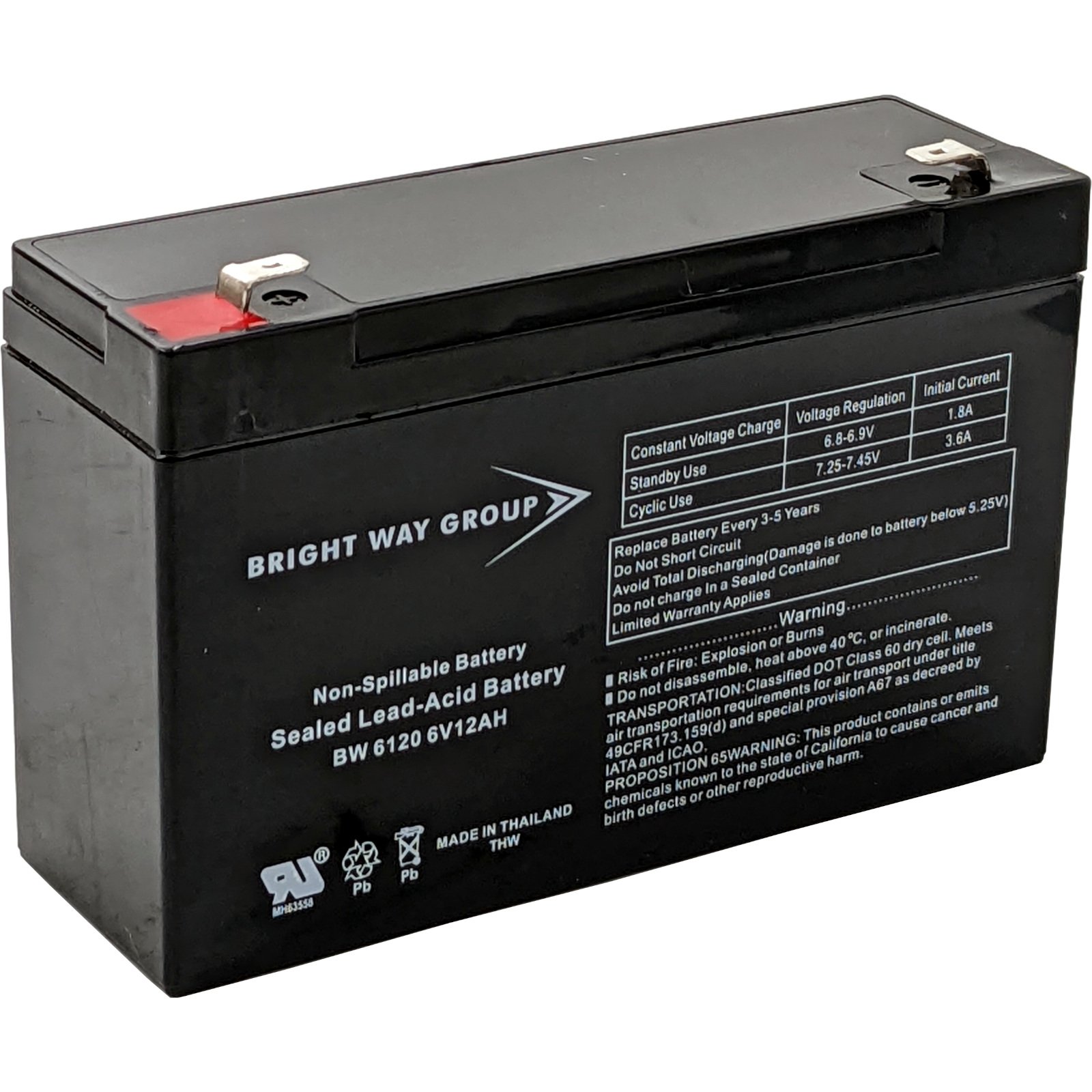 6 Volt 12 Ah Sealed Lead Acid Battery - F2 Terminal