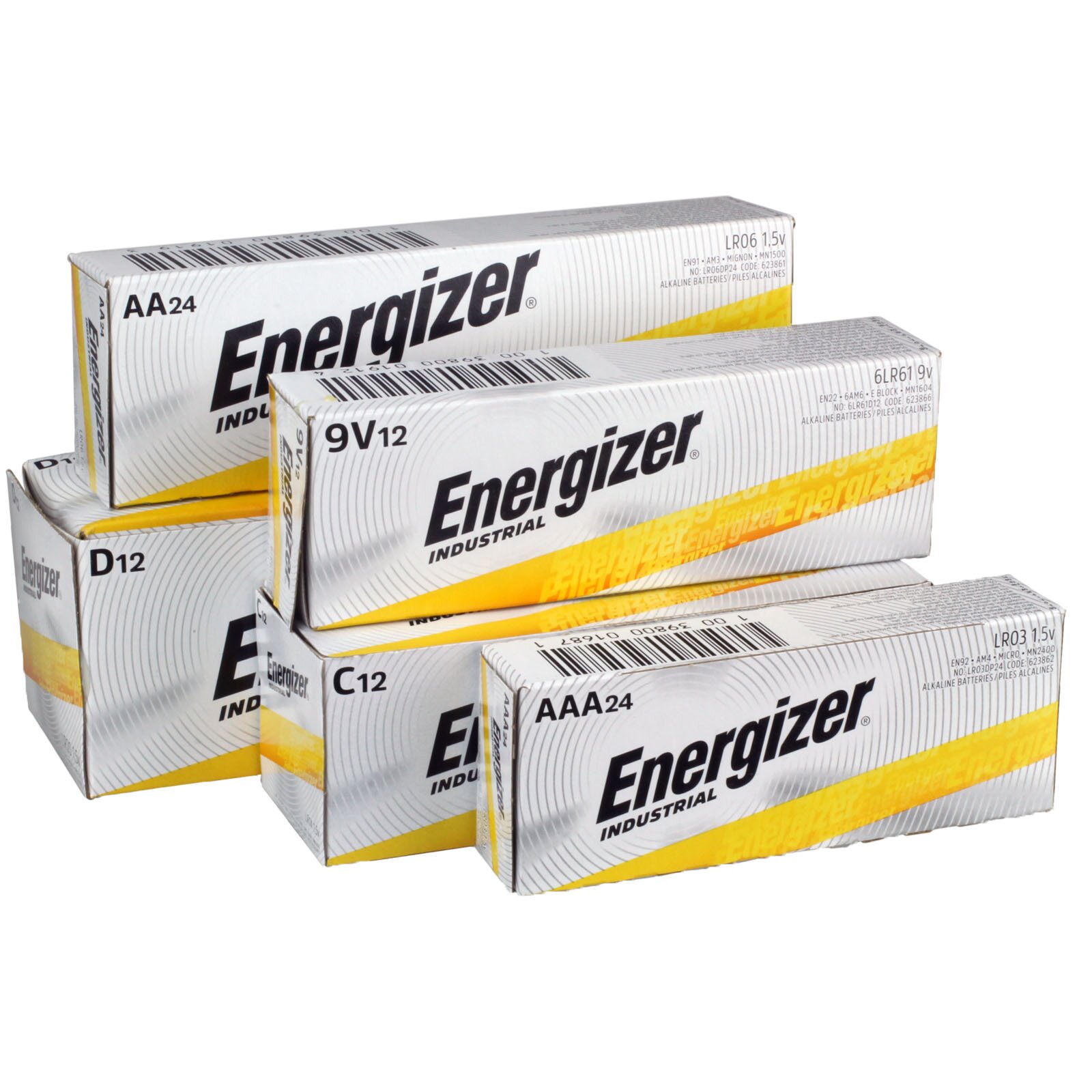 Energizer Industrial Bundle Pack - AA, AAA, C, D & 9V Batteries ...
