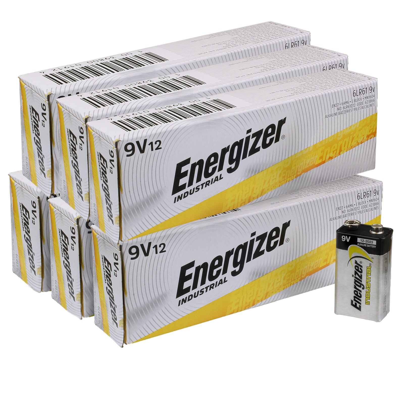 Energizer Industrial 9 Volt Alkaline Batteries - 72 Pack