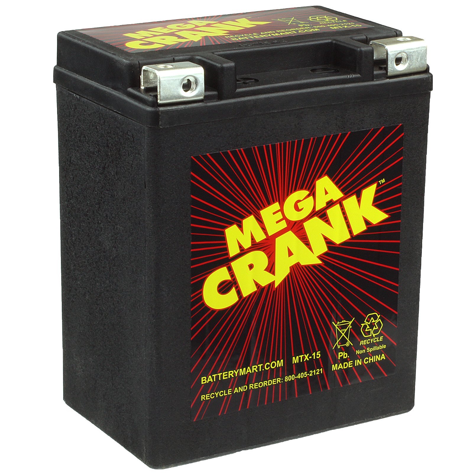 Mega Crank MTX-15 AGM Maintenance Free Battery - Free Shipping ...