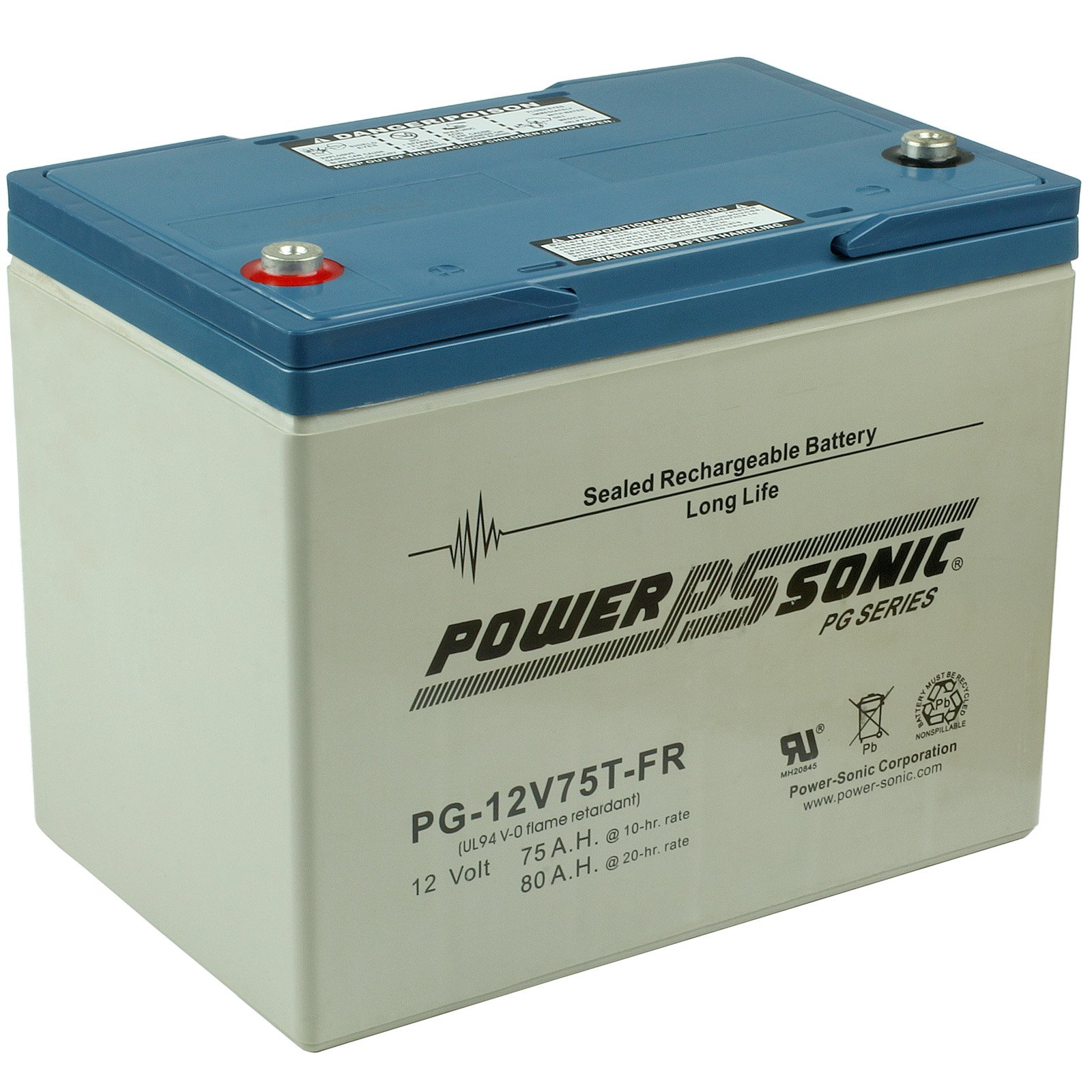 Power Sonic PG-12V75T-FR 12 Volt 75 Ah Fire Retardant Rechargeable ...