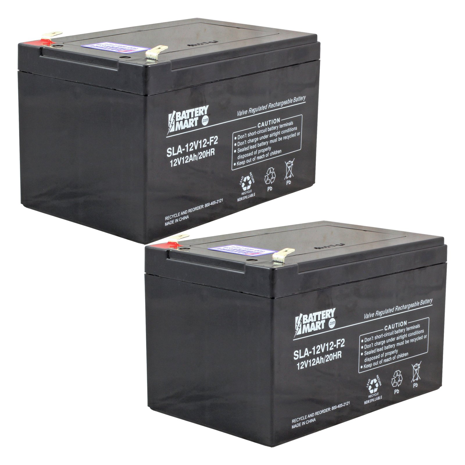 [2 Pack] 12 Volt 12 Ah Sealed Lead Acid Rechargeable Battery - F2 ...