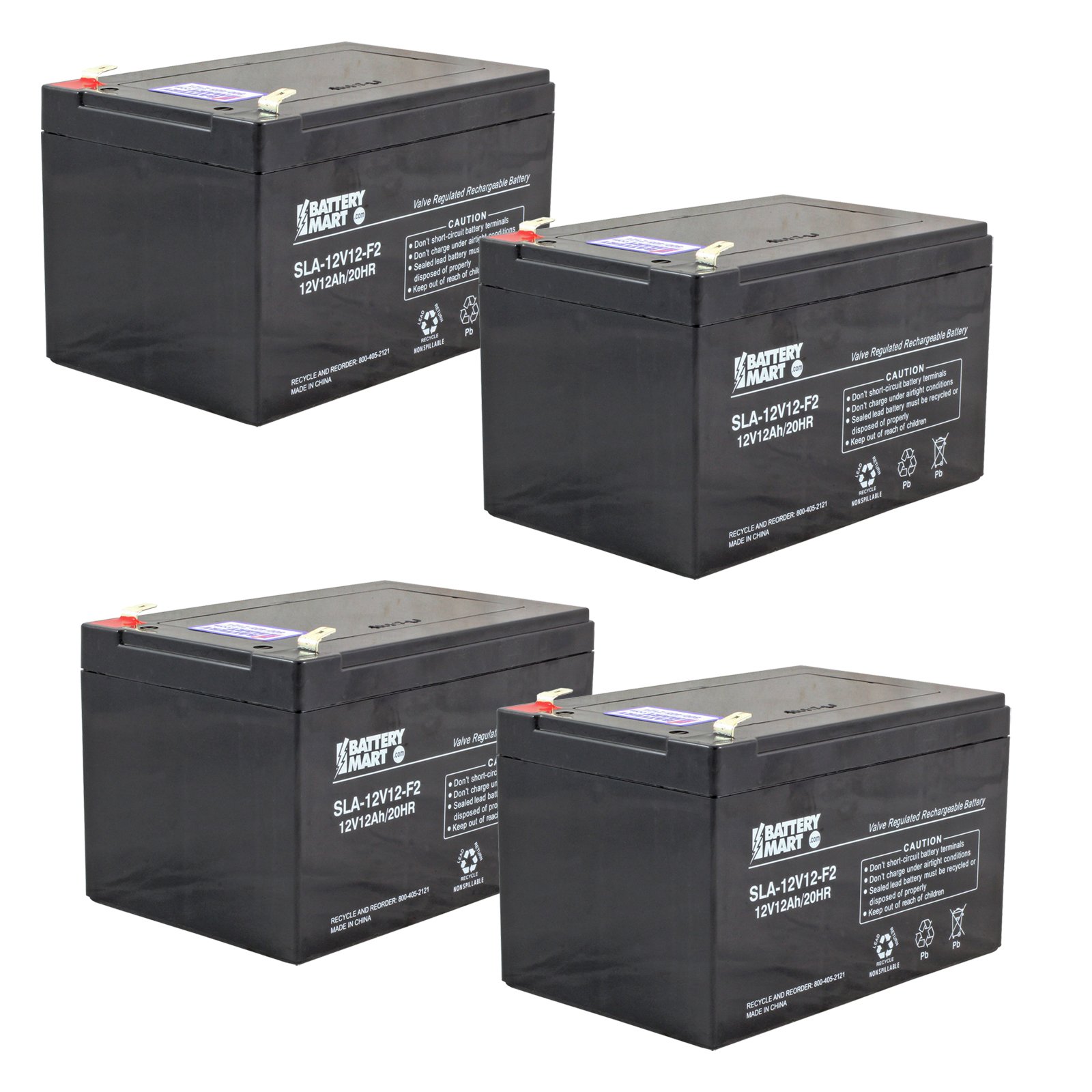 [4 Pack] 12 Volt 12 Ah Sealed Lead Acid Rechargeable Battery - F2 ...