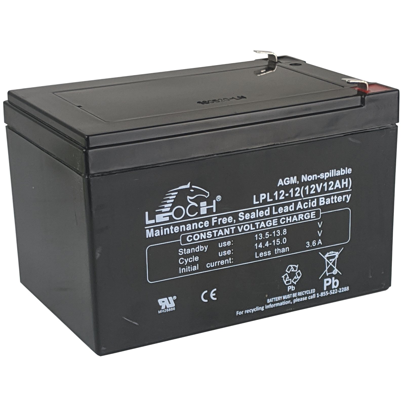 12 Volt 12 Ah Sealed Lead Acid Rechargeable Battery - F2 Terminal