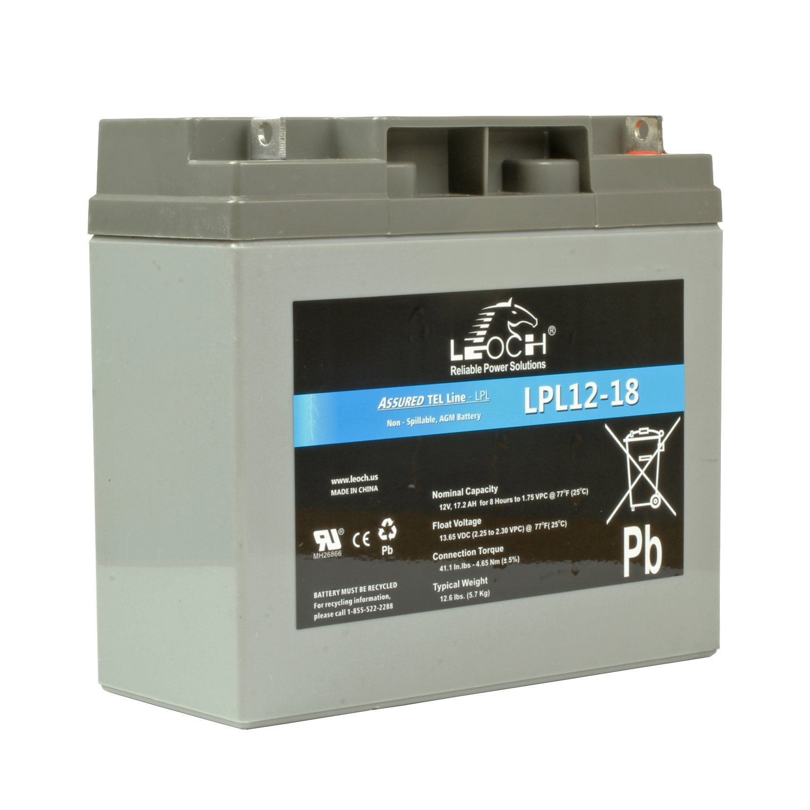 12 Volt 18 Ah Sealed Lead Acid Rechargeable Battery with Nut & Bolt ...