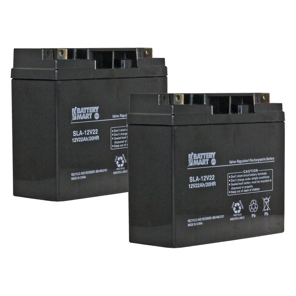 [2 Pack] 12 Volt 22 Ah Sealed Lead Acid Rechargeable Batteries ...