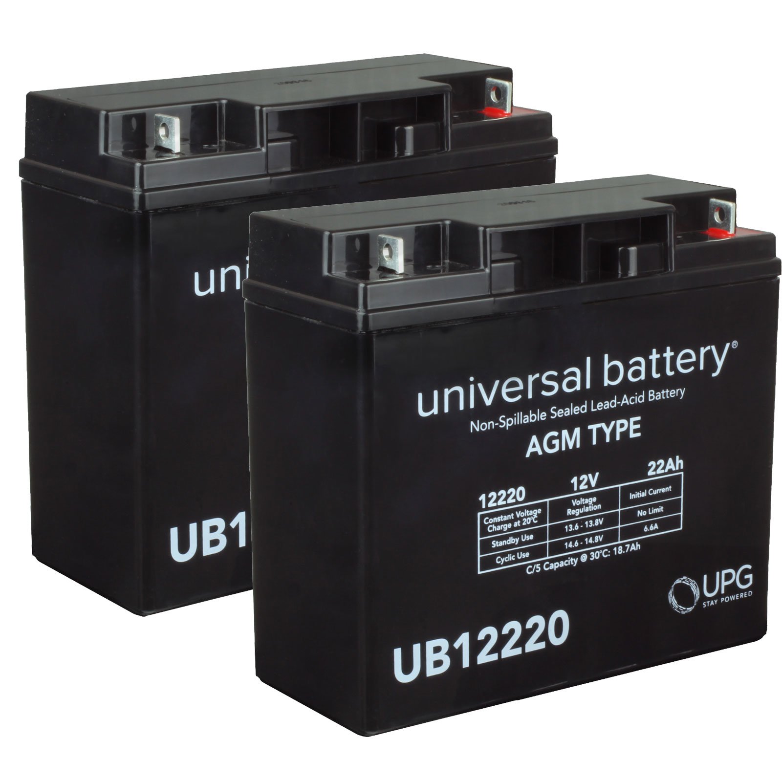 [2 Pack] 12 Volt 22 Ah Sealed Lead Acid Rechargeable Batteries ...