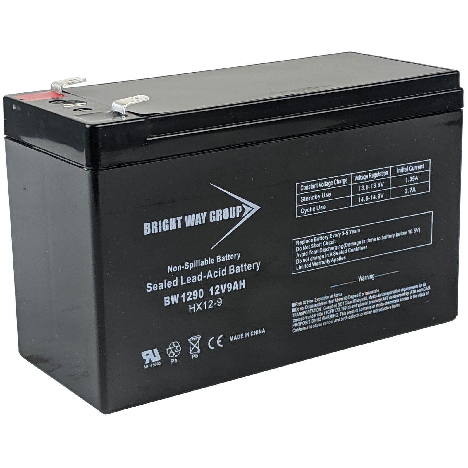 12 Volt 9 Ah Sealed Lead Acid Rechargeable Battery - F2 Terminal