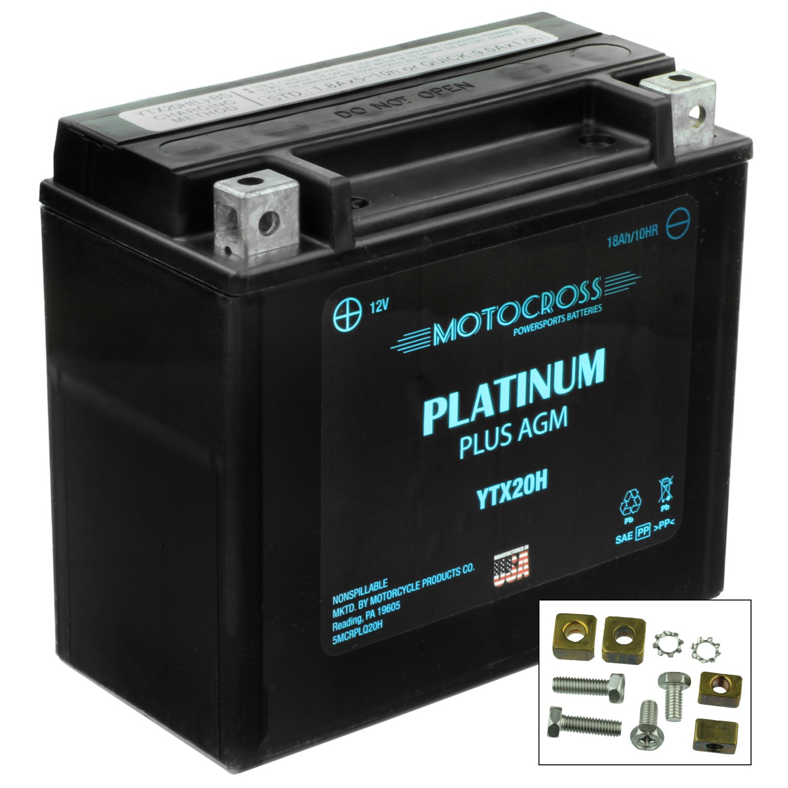 Motocross Platinum Plus YTX20H-BS AGM Maintenance Free Battery - Free Shipping | Battery Mart