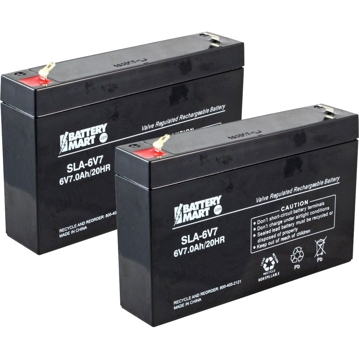 [2 Pack] 6 Volt 7 Ah Sealed Lead Acid Rechargeable Batteries - RBC18 ...